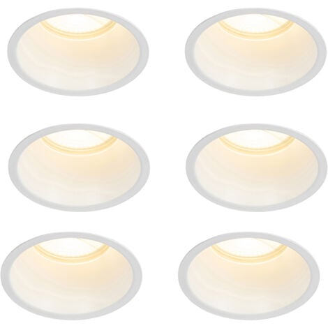QAZQA Moderno Set de 6 focos empotrables blancos GU10 70 mm IP44 - Dept Aluminio Redonda ...