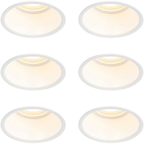 QAZQA Moderno Juego de 6 focos empotrables blancos GU10 50 mm IP44 - Dept Aluminio Redonda ...