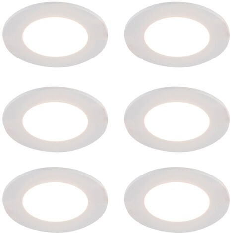 QAZQA Moderno Set de 6 focos empotrables blancos con LED 7W regulable Dim to Warm IP65 - Blanca ...