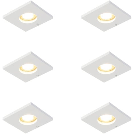 QAZQA Set de 6 focos empotrables modernos para baño blancos - Doku Aluminio Adecuado para LED ...