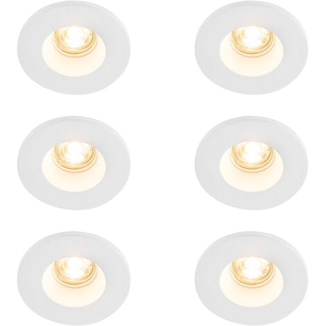 QAZQA Juego de 6 focos empotrables blancos de 13 cm redondos - Gypsy Stucco Yeso Adecuado para ...