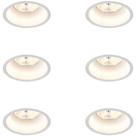 QAZQA Juego de 6 focos empotrables modernos blancos AR70 - Dept Aluminio Adecuado para LED Max ...