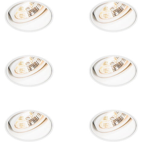 QAZQA Juego de 6 focos empotrables modernos blancos sin borde - Impact 70 Aluminio Adecuado para ...