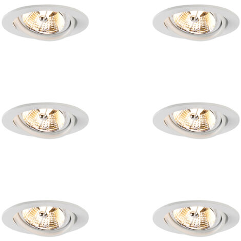 QAZQA Juego de 6 focos empotrables modernos blancos orientables AR70 - Cisco Aluminio /Acero ...