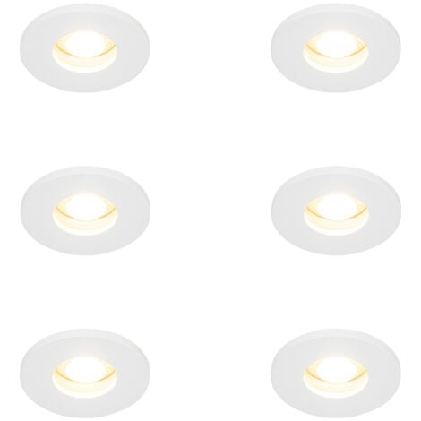 QAZQA Juego de 6 focos empotrables modernos para baño blancos - Shed Aluminio Adecuado para LED ...