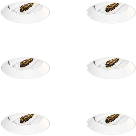 QAZQA Juego de 6 focos empotrables modernos blancos GU10 redondos sin borde - Oneon Honey ...