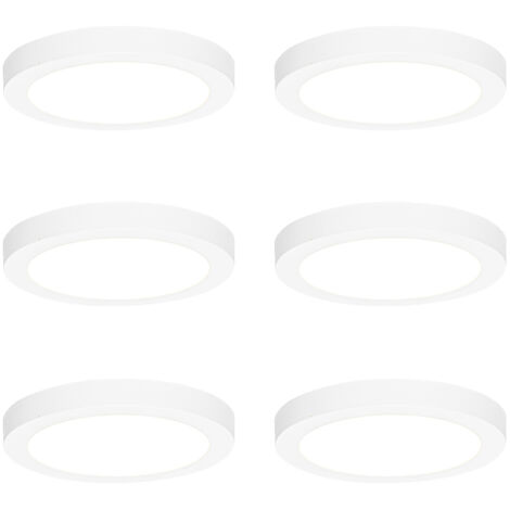 QAZQA Juego de 6 focos empotrables o de superficie blancos de 18 cm con LED y atenuación de 3 ...