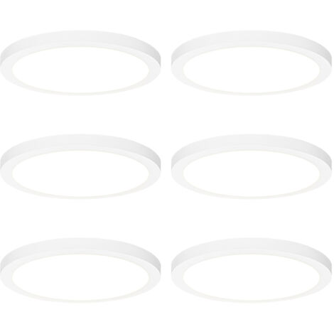 QAZQA Juego de 6 focos empotrables o de superficie blancos de 30 cm con LED y atenuación de 3 ...
