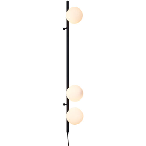 QAZQA Diseño Lámpara de Pared de Diseño Negra con Cristal Mate 3-Luces ...