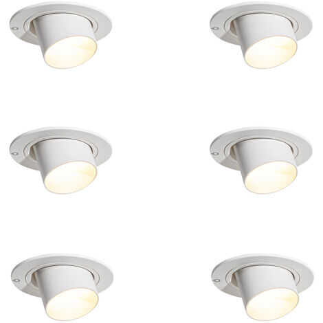 QAZQA Moderno Juego de 6 focos empotrables blancos GU10 35mm redondos orientables - Installa ...