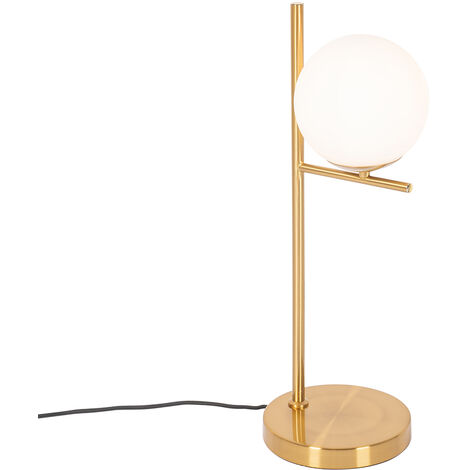 QAZQA Diseño Lámpara de mesa Art Deco dorada y cristal opal - Flore ...