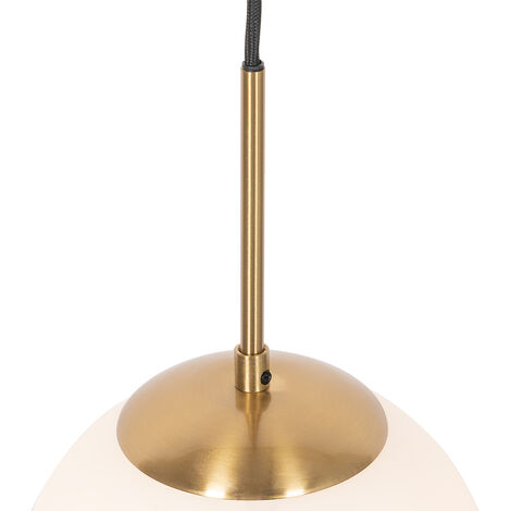 QAZQA Diseño Lámpara colgante Art Deco dorada con cristal opalino ...