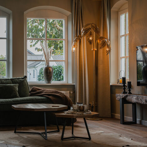 QAZQA rústico Lámpara de pie vintage dorada 193 cm 3 luces - Botanica ...