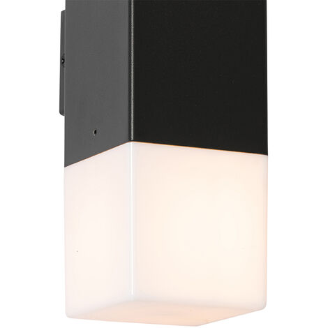 QAZQA Moderno Lámpara de pared exterior negra con pantalla opaca 2 ...