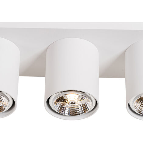 QAZQA Moderno Foco de techo moderno blanco 3 luces - Tubo Aluminio ...