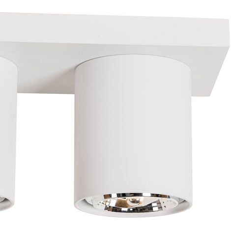 QAZQA Moderno Foco de techo moderno blanco 4 luces - Tubo Aluminio ...