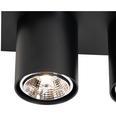 QAZQA Moderno Foco de techo moderno negro 2 luces - Tubo Aluminio ...