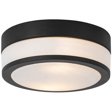 QAZQA Moderno Plafón exterior moderno negro 23 cm IP44 - Flavi Acero ...