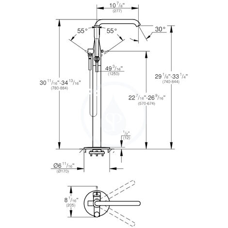 Grohe Essence Mitigeur monocommande Bain/Douche 1/2", montage au sol (23491AL1)