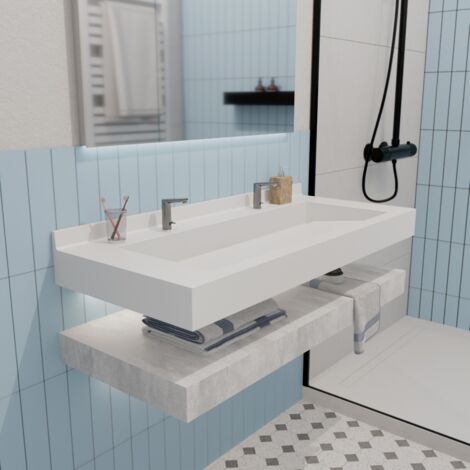 iStone Ultra plan vasque autoportant 1200 x 520 x 100 mm, en Solid Surface, blanc mat (ULTRA-1200)