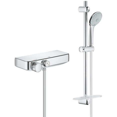 Grohe Euphoria Massage Set Mitigeur thermostatique douche + Set de douche, 3 jets, chrome ...