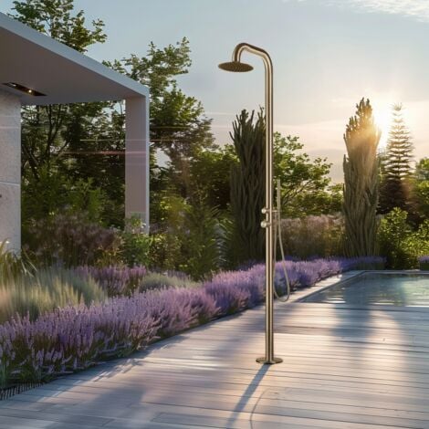 Naturel Douche extérieure en acier inoxydable, eau chaude & froide ...