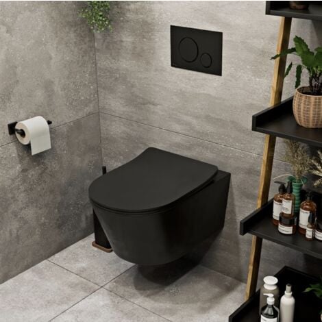 Grohe Pack WC Bâti Solido + WC sans bride SAT Noir mat + Abattant frein ...