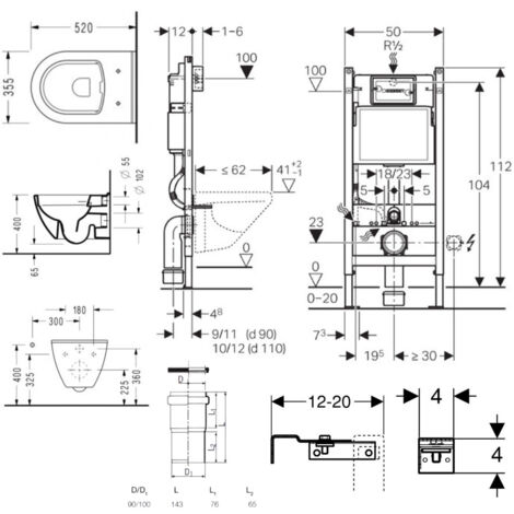 Pack WC Bati-support Geberit + Cuvette Serel SM26 sans bride + Abattant ...