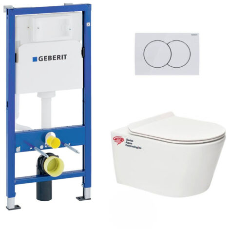 Pack Bati-support Geberit 112cm + WC sans bride Swiss Aqua Technologies ...