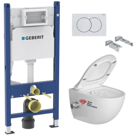 Pack WC Bati-support Geberit Duofix + WC sans bride SAT Infinitio avec ...
