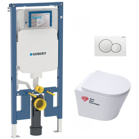 Pack WC Bati-support Geberit extra-plat + Cuvette Swiss Aqua ...