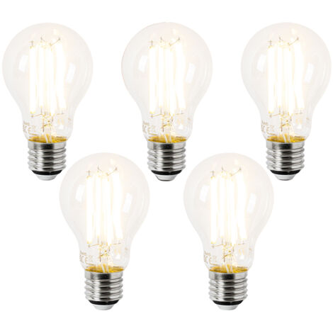 LUEDD Set di 5 Lampadine LED E27 A60 Trasparenti 3,8W 806lm 2700K