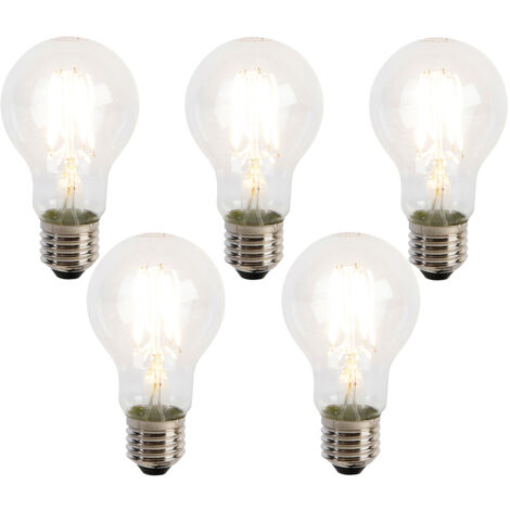 LUEDD Set di 5 lampadine LED E27 a filamento A60 sensore crepuscolare 4W 470lm 2700K