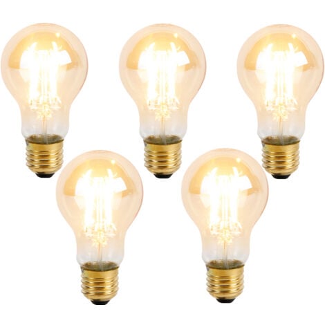LUEDD Set di 5 Lampadine LED dimmerabili a 3 livelli E27 A60 Goldline 5W 530lm 2200K