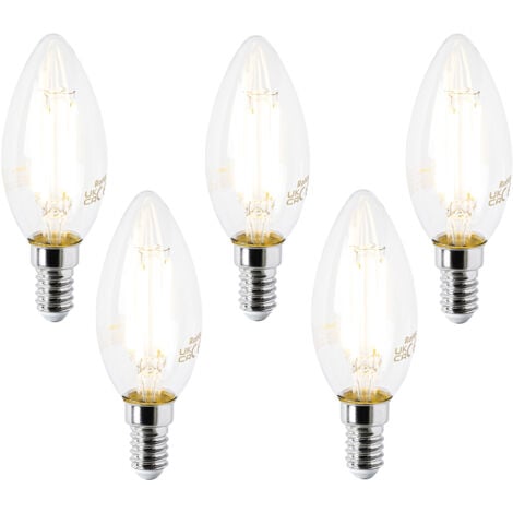 LUEDD Set di 5 lampadine LED E14 B35 trasparente 2,2W 470lm 2700K