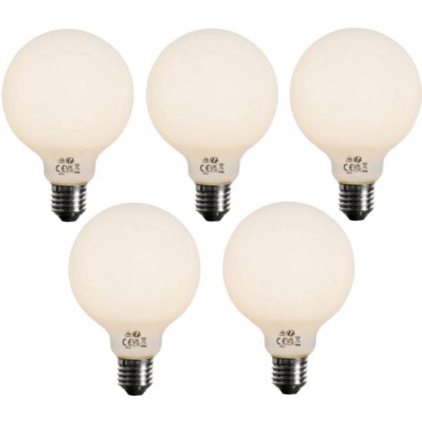 LUEDD Set di 5 Lampadine LED E27 a Dimmer Vetro Opalino G95 5W 450lm 3000K