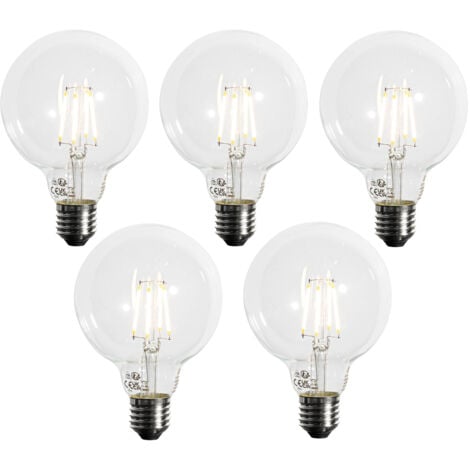 LUEDD Set di 5 lampadine LED E27 dimmerabili G95 5W 450 lm 3000K