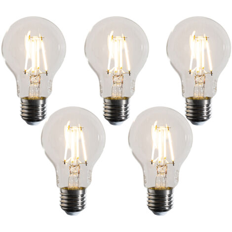 LUEDD Set di 5 lampadine LED E27 dimmerabili A60 trasparenti 4,5W 500 lm 2700K