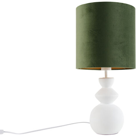 QAZQA Lampada da tavolo con paralume alisia - Design - Ceramico - Verde ...
