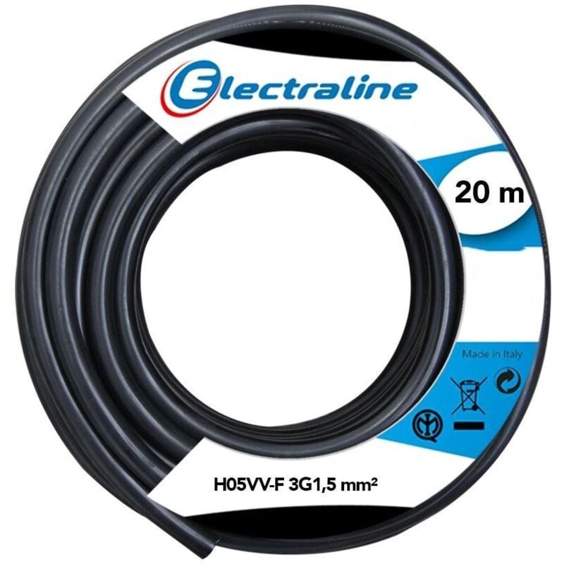 Câble multiconducteur h05vv-f electraline 3g1.5mm2 20m noir - 11765