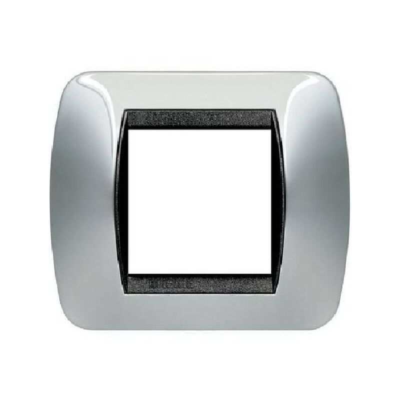 Placque lumineuse 2 modules couleur titanium hornice noir l4802tc