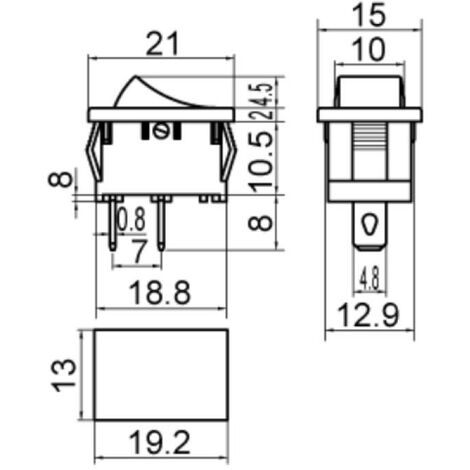 Alpha electronic rocker switch 13x19.2mm black - 320-040