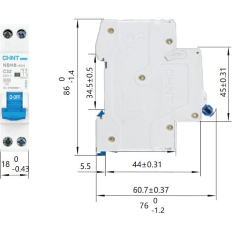 Disjoncteur magnétothermique compact chint 1p+n 1 module 40a 4.5ka - 190240