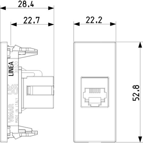Vimar rj11 socket line 1 module 6 positions 4 contacts noir - 30320.g