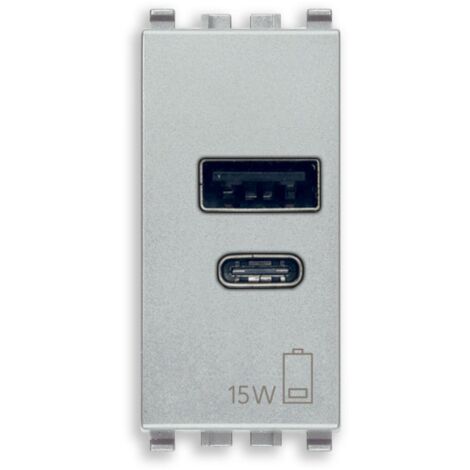 Vimar eikon usb-a+c socket 1 module 15w argent - 20292.ac.15.n