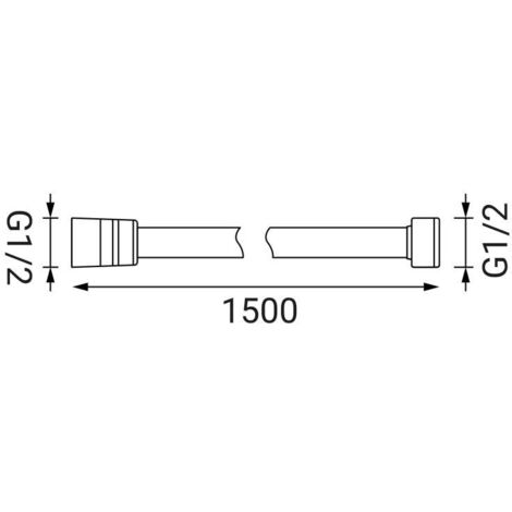 Idro-bric tuyau 1/2 pouce double sertissage 150cm chrome - h0232 a150