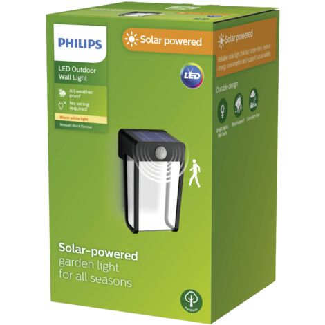 Applique led solaire avec capteur philips shroud 2.3w 2700k noir - 26550900