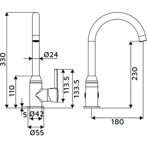 Evier à bec haut idro-bric amsterdam flexible 3/8f 35cm chrome ...