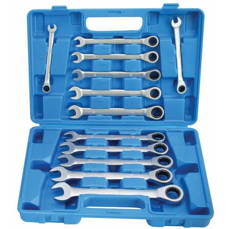 Juego llaves de carraca combinadas fija 8-19 mm 12 piezas