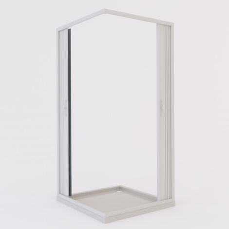 Mampara de ducha plegable de esquina de pvc reducible reversible h 185 ...